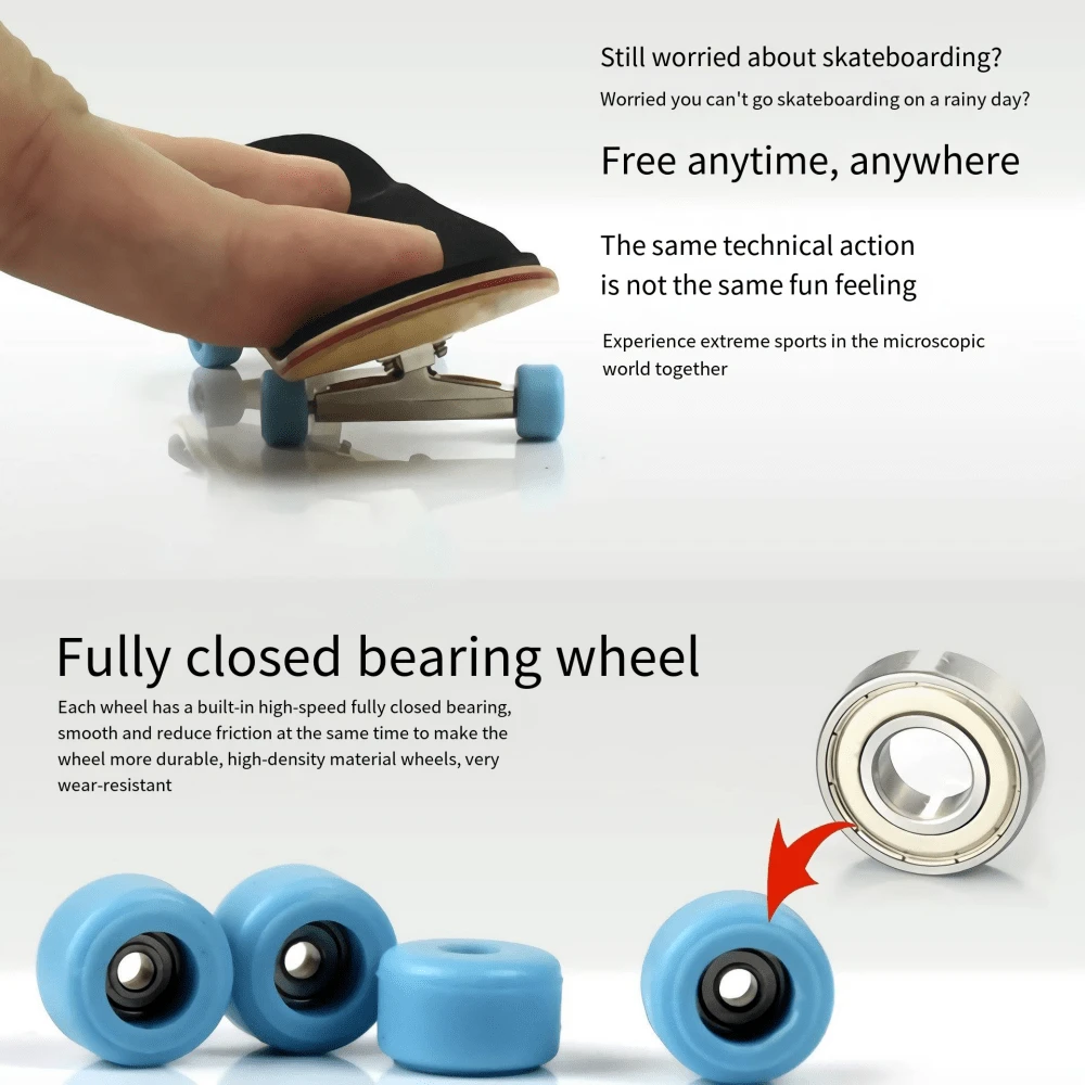 Five Layers Maple Finger Skateboard, Mini Finger Bearing Wheel Double ...