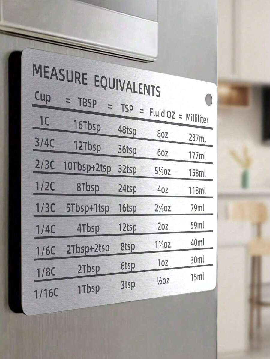 1pc Measurement Conversion Chart Refrigerator Magnet, Baking Measuring ...