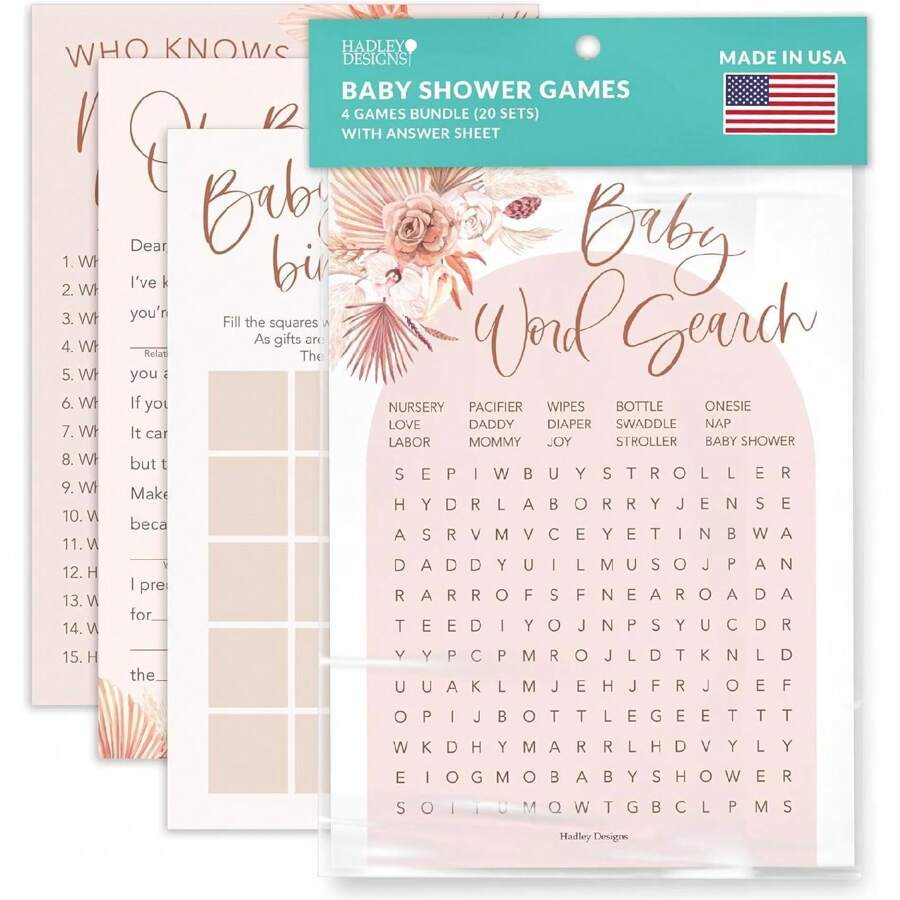 Pink Boho Word Search | Advice | Mad Libs | Who Knows Mommy Best | 40 ...