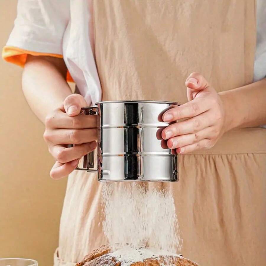 1pc Manual Flour Sifter, Portable Cup-Shaped Flour Filter, Semi-Automatic Mini Flour & Powdered ...