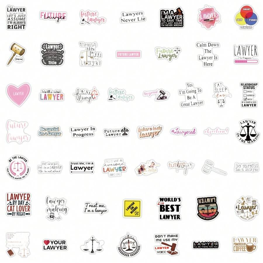 104PCS Lawyer Law Stickers Vinyl Aesthetics Stickers For Scrapbooking ...