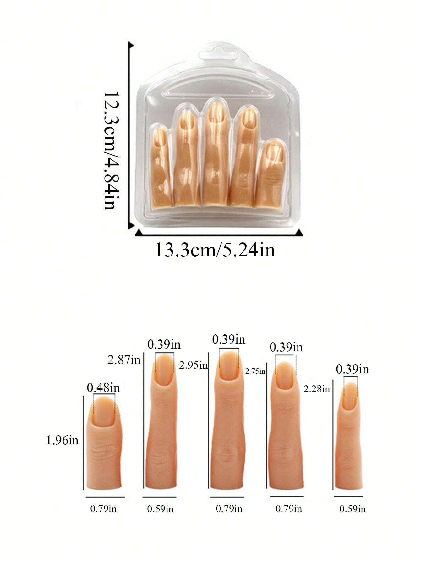 5pcs Nail Silicone Practice Hand Model, 1:1 Reduction Of Two Skin Tones ...
