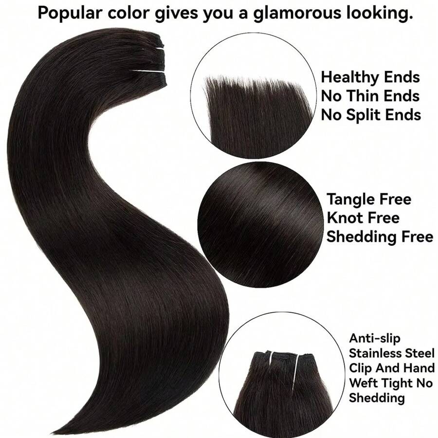 Extensiones de cabello humano con clip, una pieza con 5 clips, cabello ...