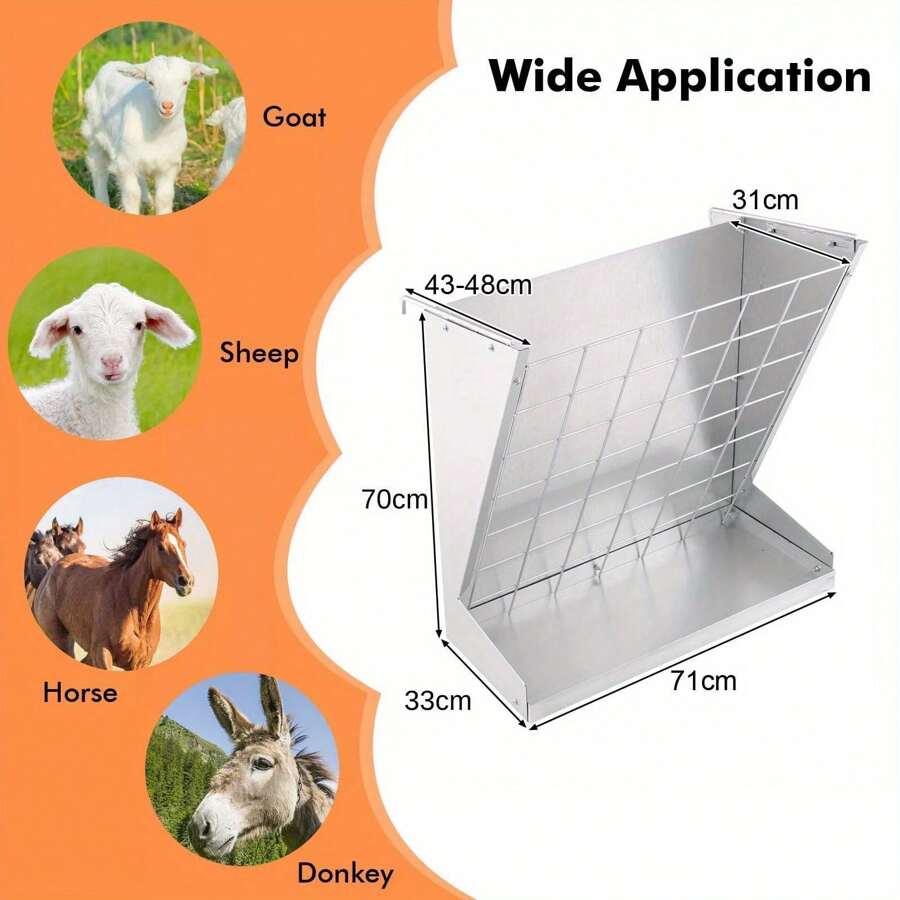 Sheep Wall-Mounted Hay Rack 2-In-1 Hay&Grain Feeder Handing Livestock ...