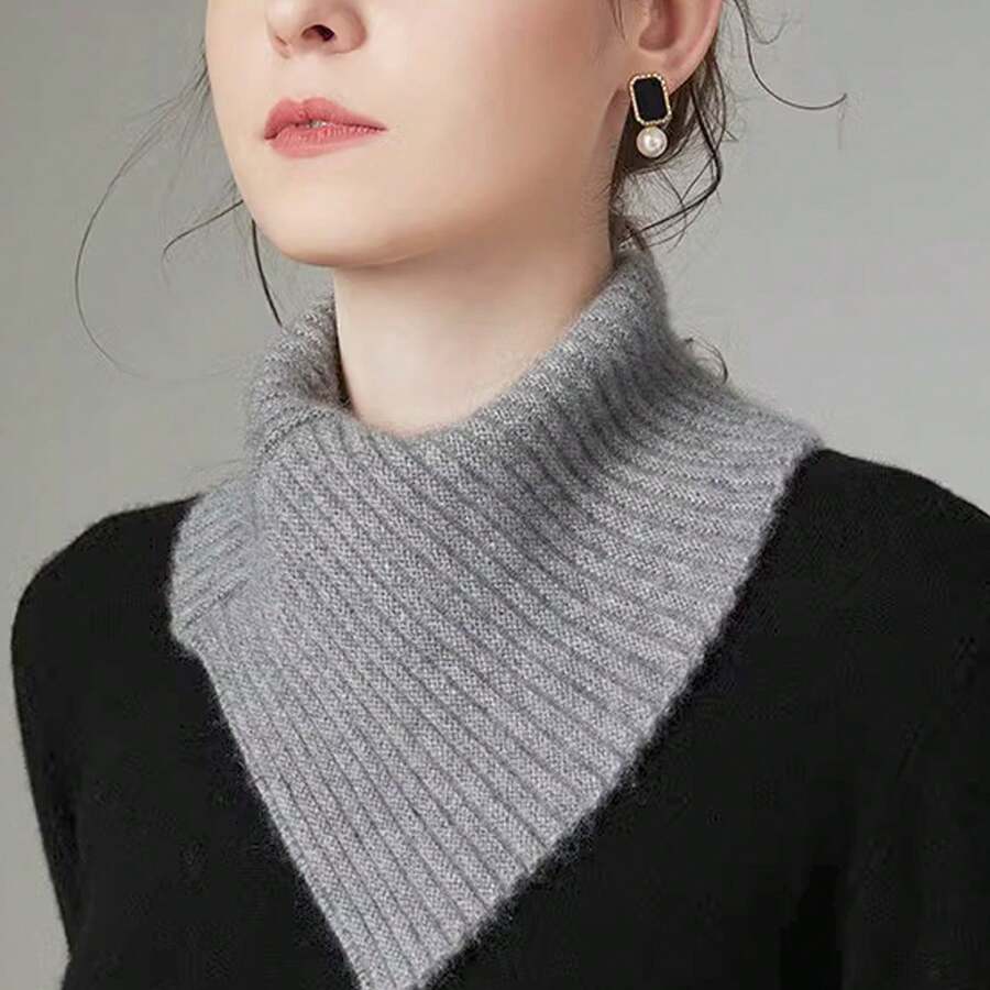 1pc Women Snood Mock Turtleneck Scarf - Elastic Neck Warmer Cowl ...