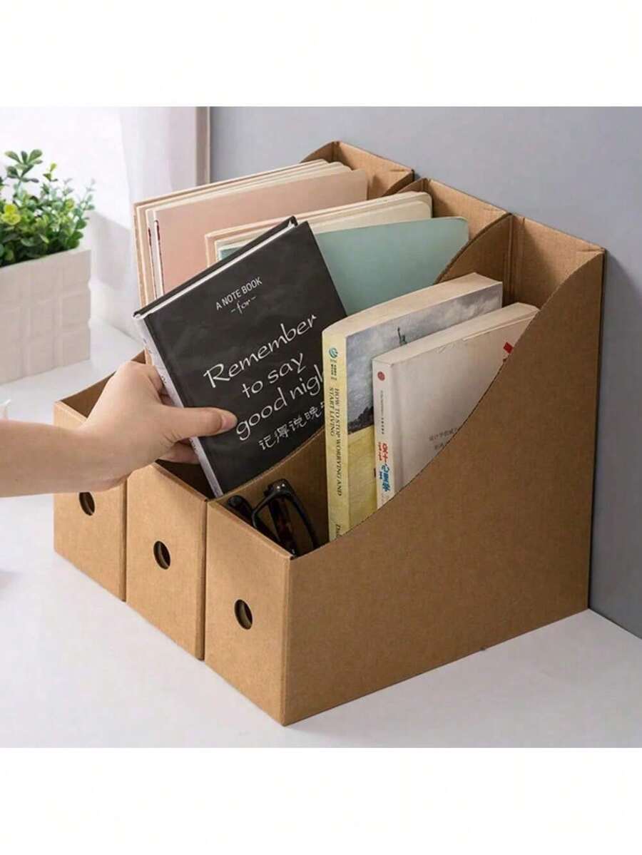 Kraft Paper Files Storage Box Drawer Type Office Box Bookshelf Folder ...