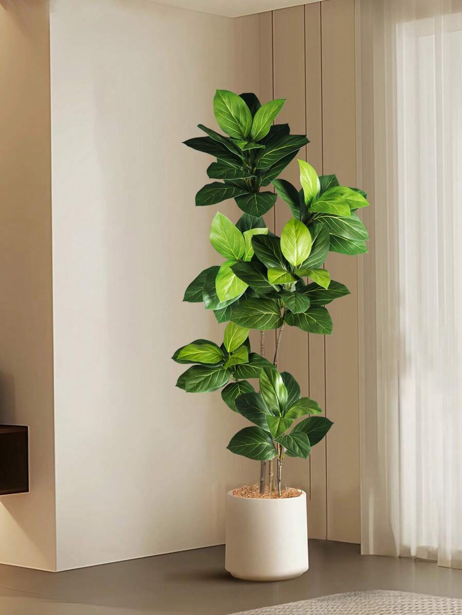 70-130cm Large Artificial Ficus Tree Branch Tall Rubber Tree False Banyan Plants Tropical ...