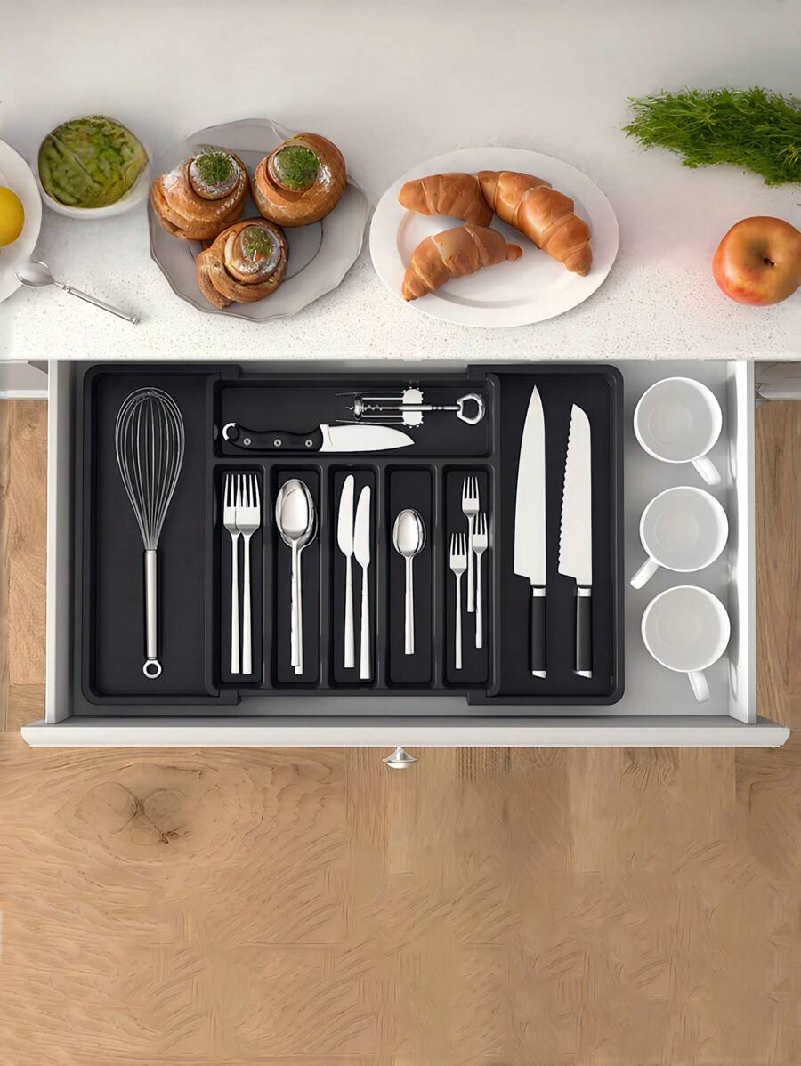 Retractable Drawer Storage Box, Kitchen Expandable Cutlery Tray ...