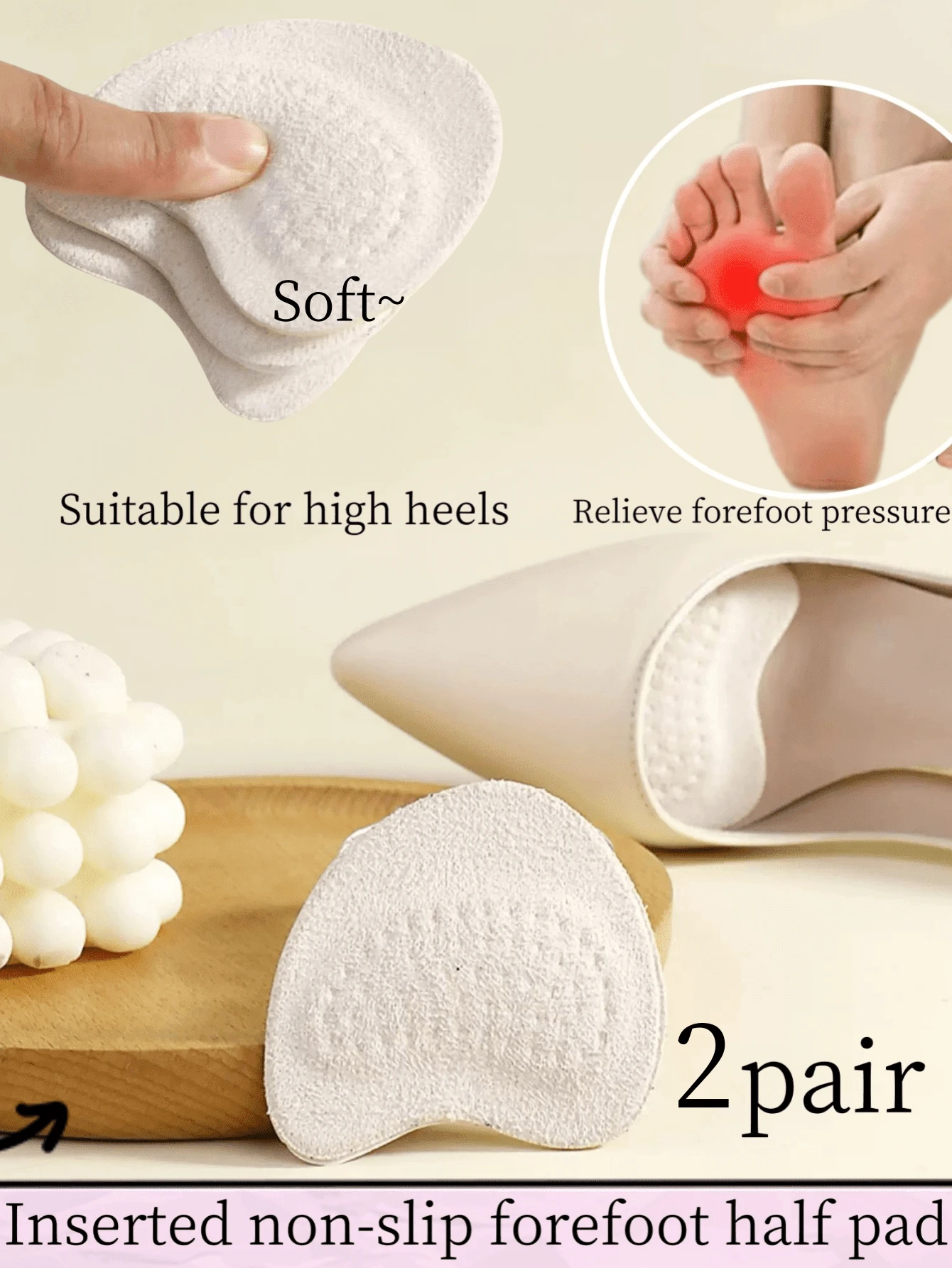 2 Pairs Forefoot Insoles, Soft Cushion, Adjustable Size | SHEIN USA