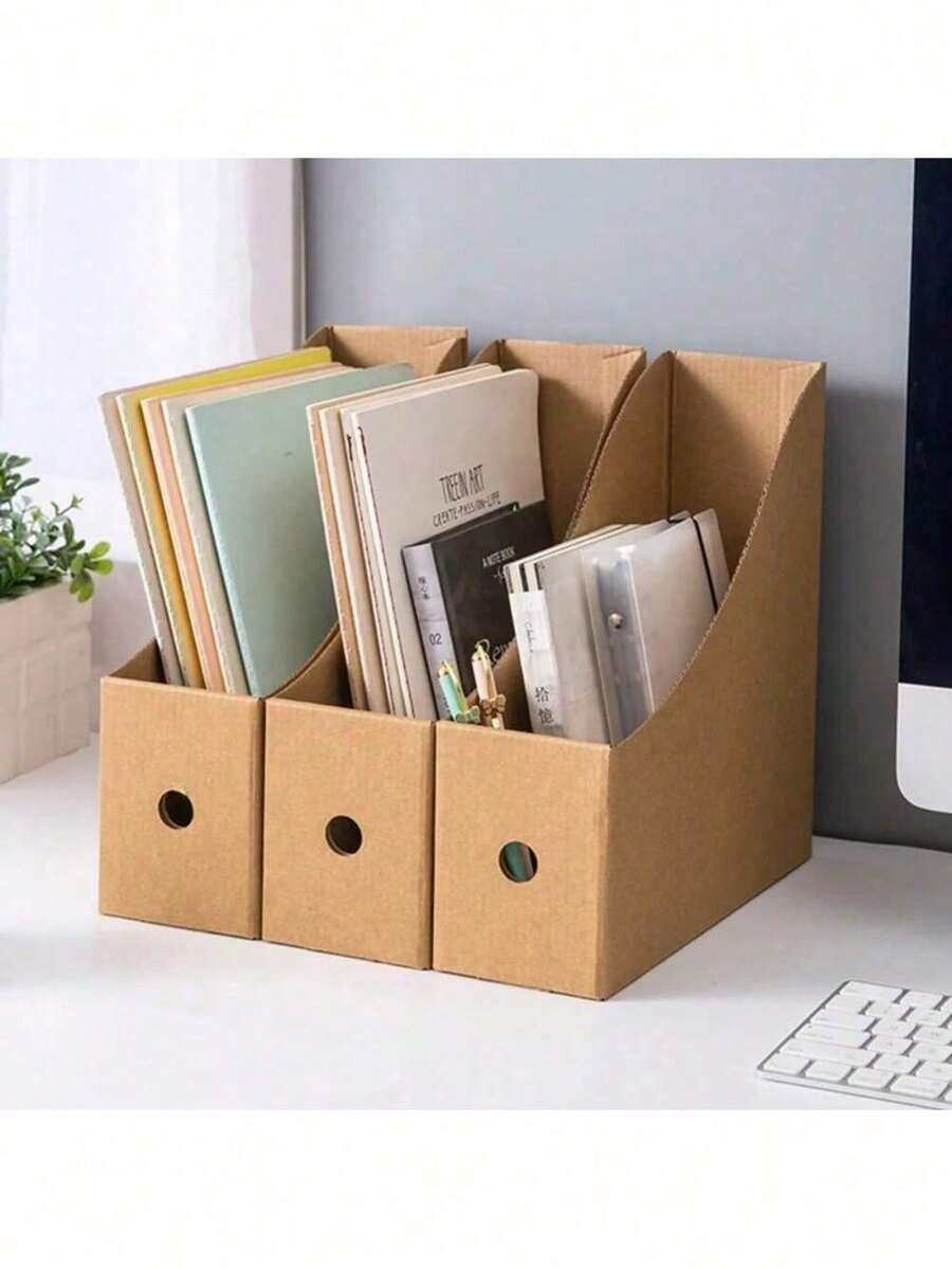 Kraft Paper Files Storage Box Drawer Type Office Box Bookshelf Folder ...