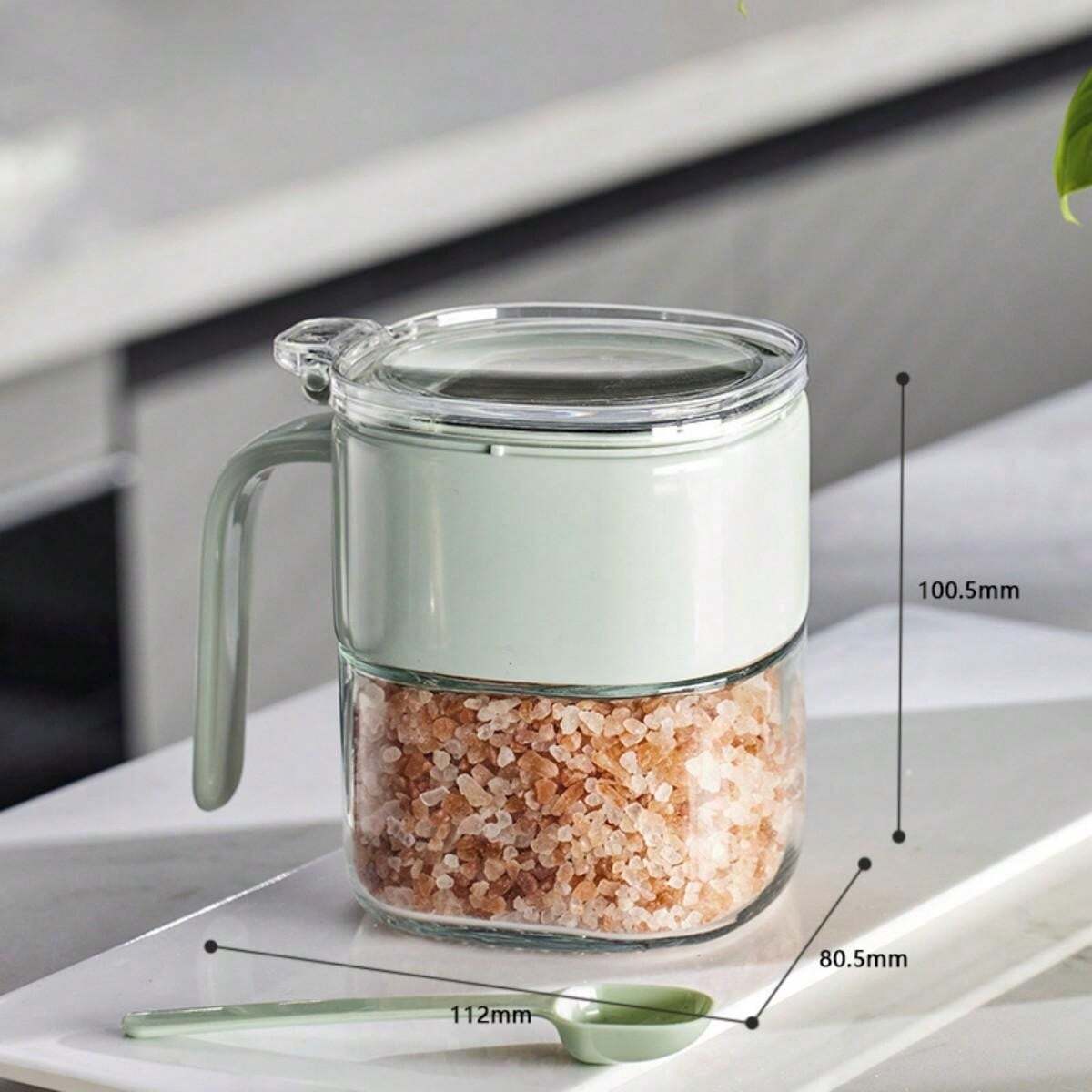 Luxury Press Type Glass Seasoning Jar With Lid, Kitchen Salt & MSG ...