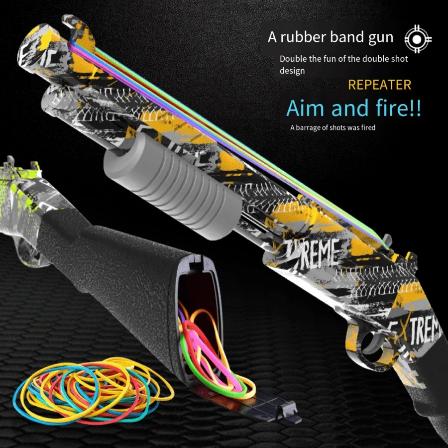 Kids Rubber Band Rapid Firing Gun Toy, Children Soft Bullet Repeatable ...