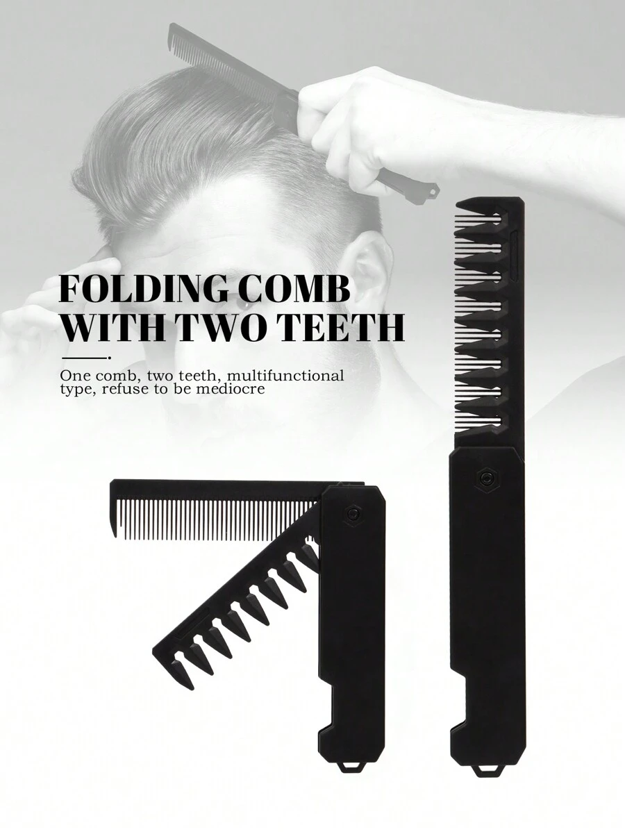A Black Two-In-One Men's Folding Combs Greasy Back Combs Wide Teeth ...