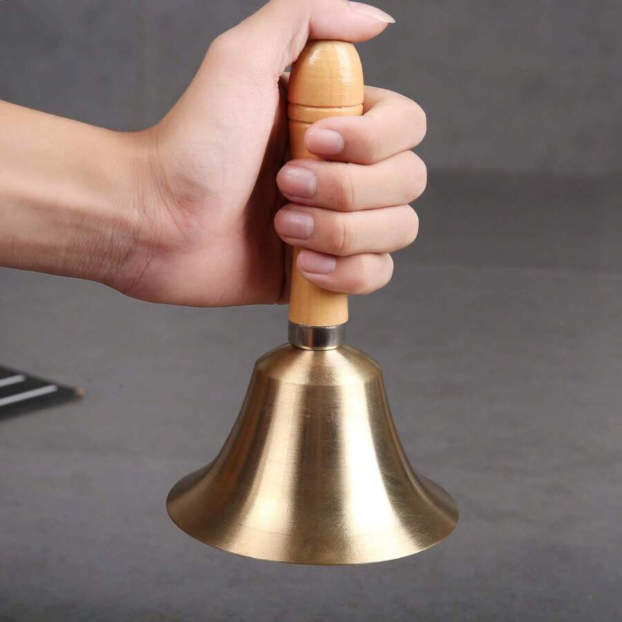 Loud Solid Brass Gold Hand Call Bell For Ringing At Wedding, Hand Bells ...