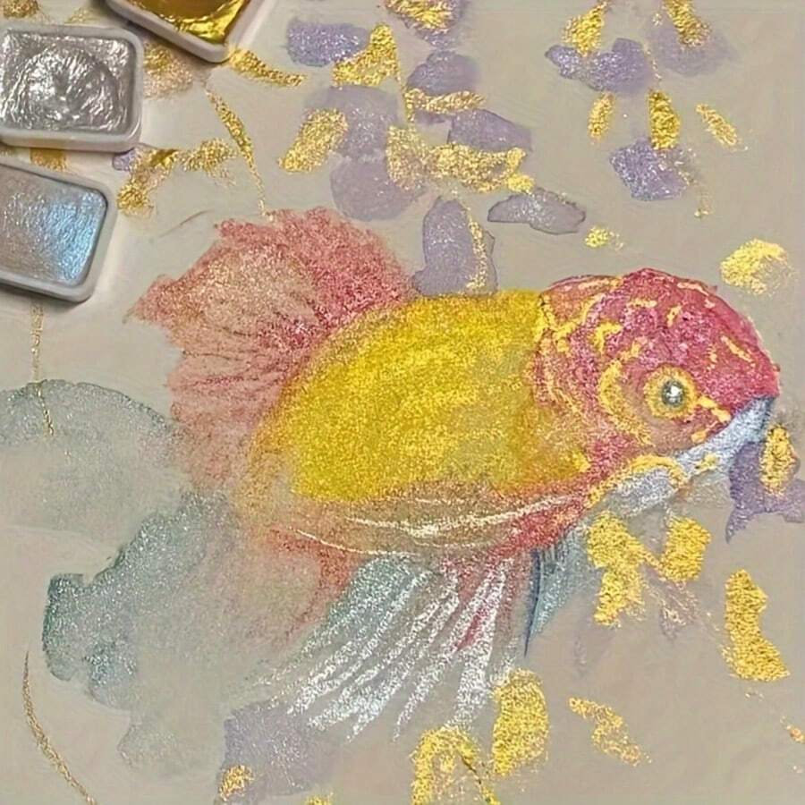 A Set Of 6 Colors Of Pearl Watercolor Paints Suitable For Chinese ...