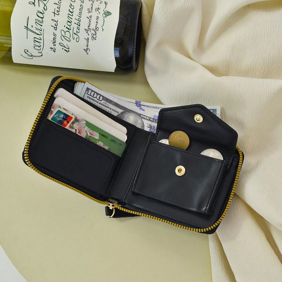 Popular Ins High-End PU Leather Wallet, Minimalist Korean Style Short ...