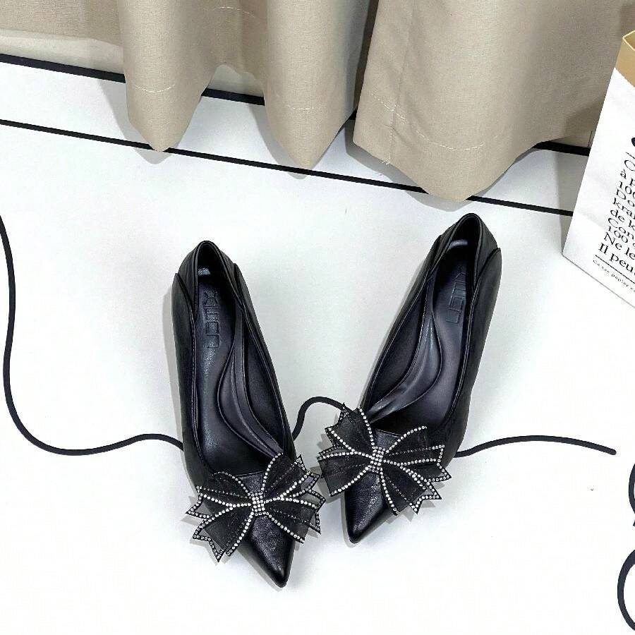 Escarpins pointus à talon bas souple avec talon bloc épais, style ...