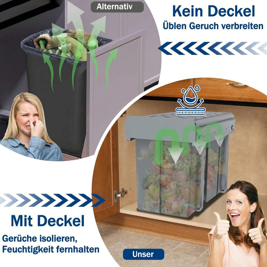 Kitchen Trash Can Under Cabinet Built-In Waste Bin Extendable Waste ...