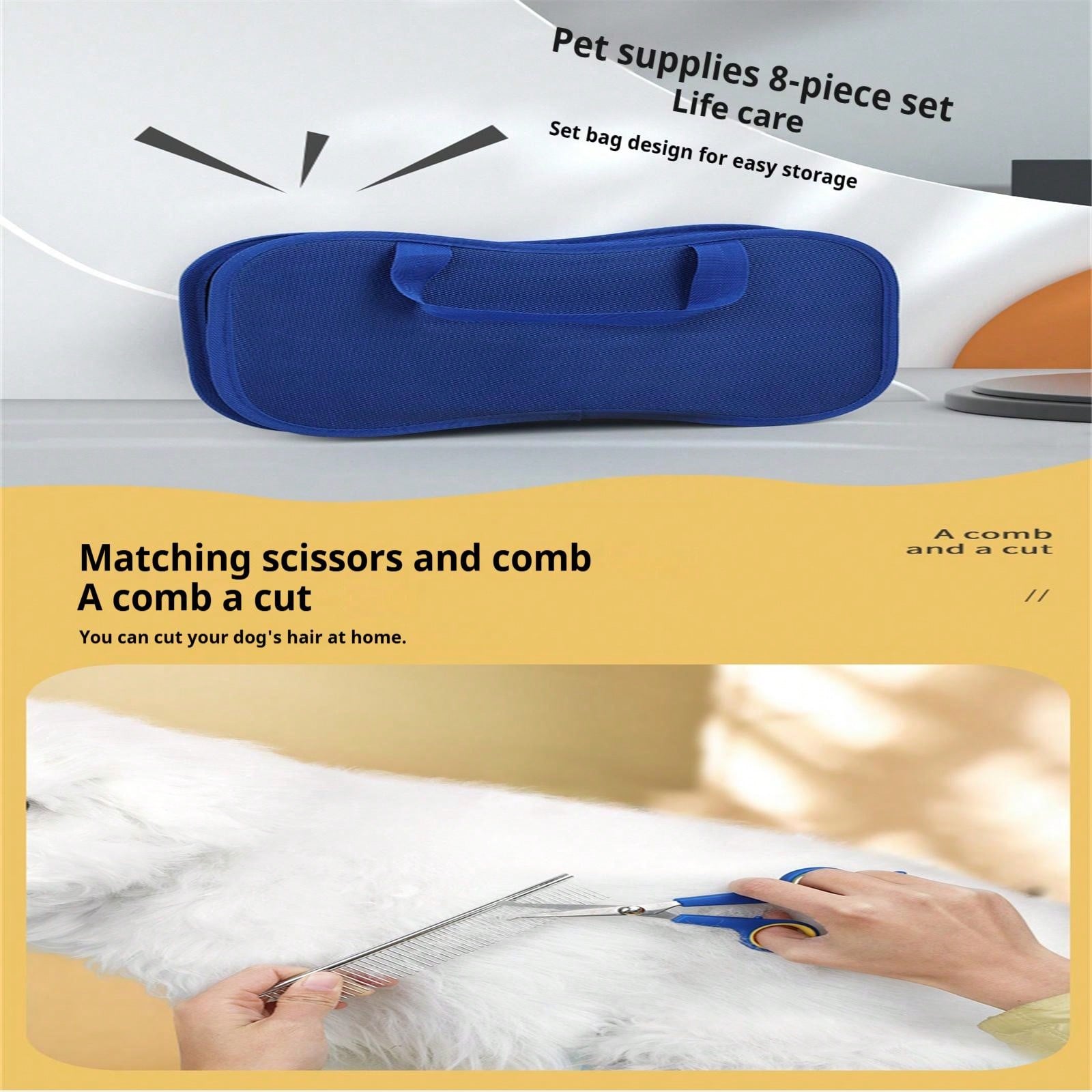 8-In-1 Pet Grooming Kit, Daily Care Brush, Comb, Nail Clipper, File, Deshedding Tool For Dogs ...