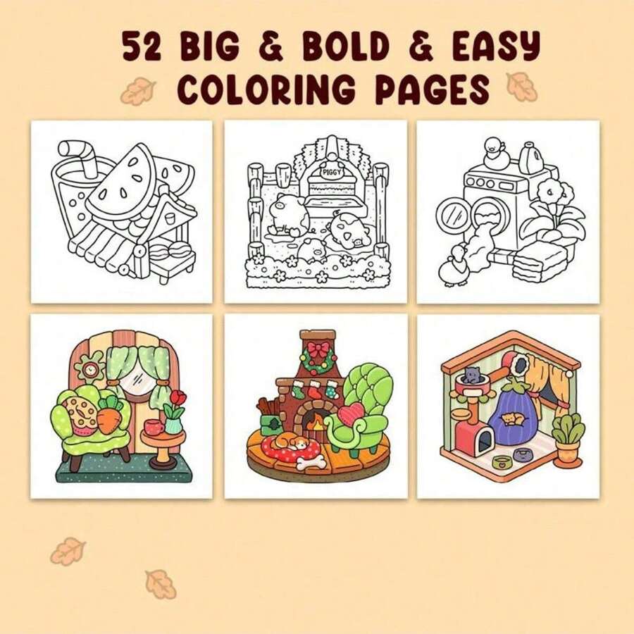 Hygge Place: Coloring Book For Adults And Teens, Bold And Easy Designs ...