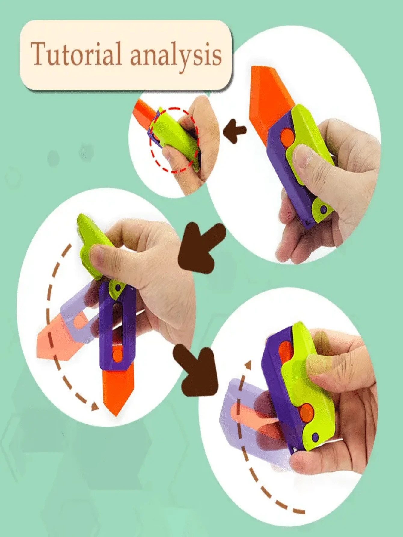 3D Carrot Knife Toy Finger Spinner, Stress Relief Push Card Toy, 3D ...