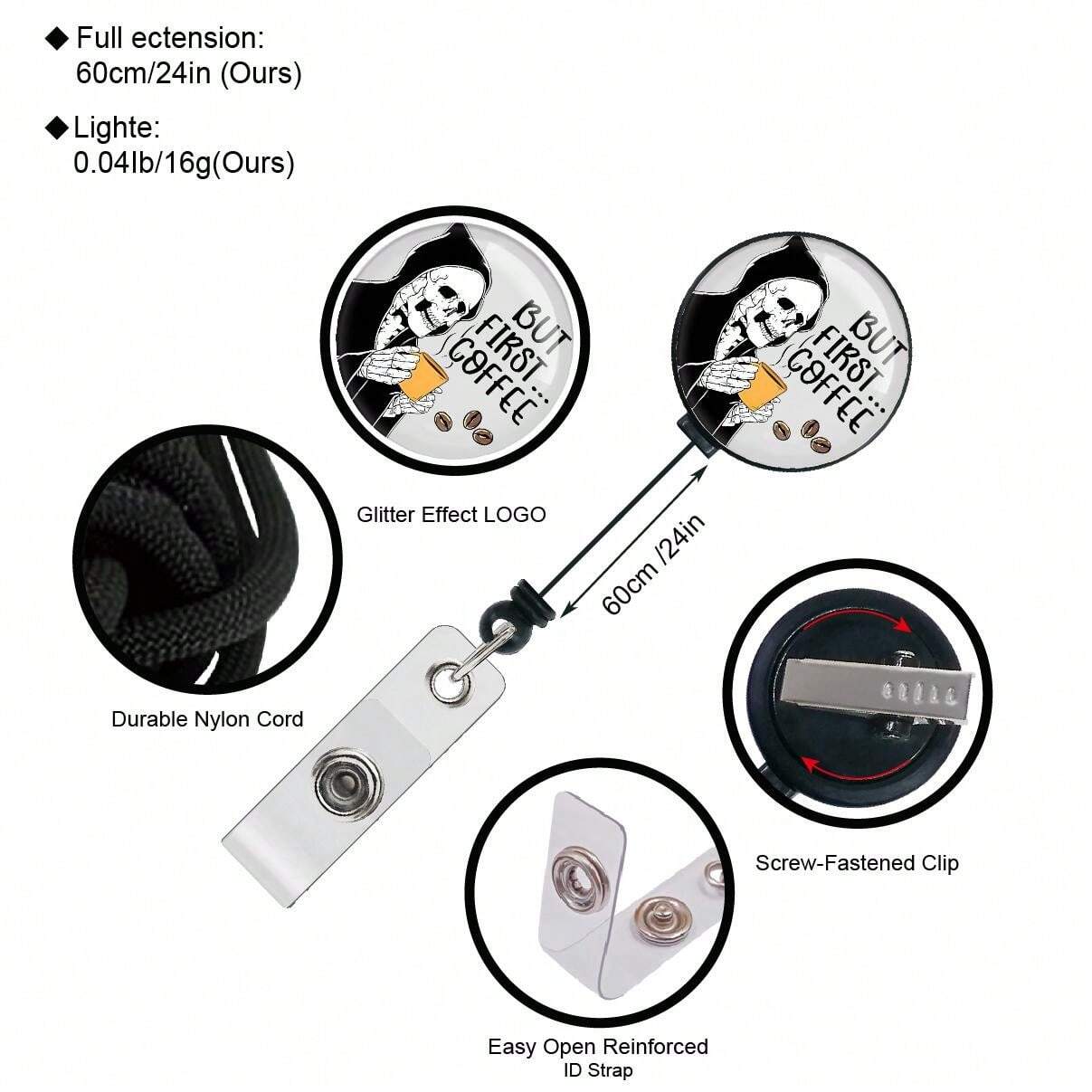 Retractable Nurse Card Loop Clamp-Durable Acrylic, Suitable For RN, LPN ...