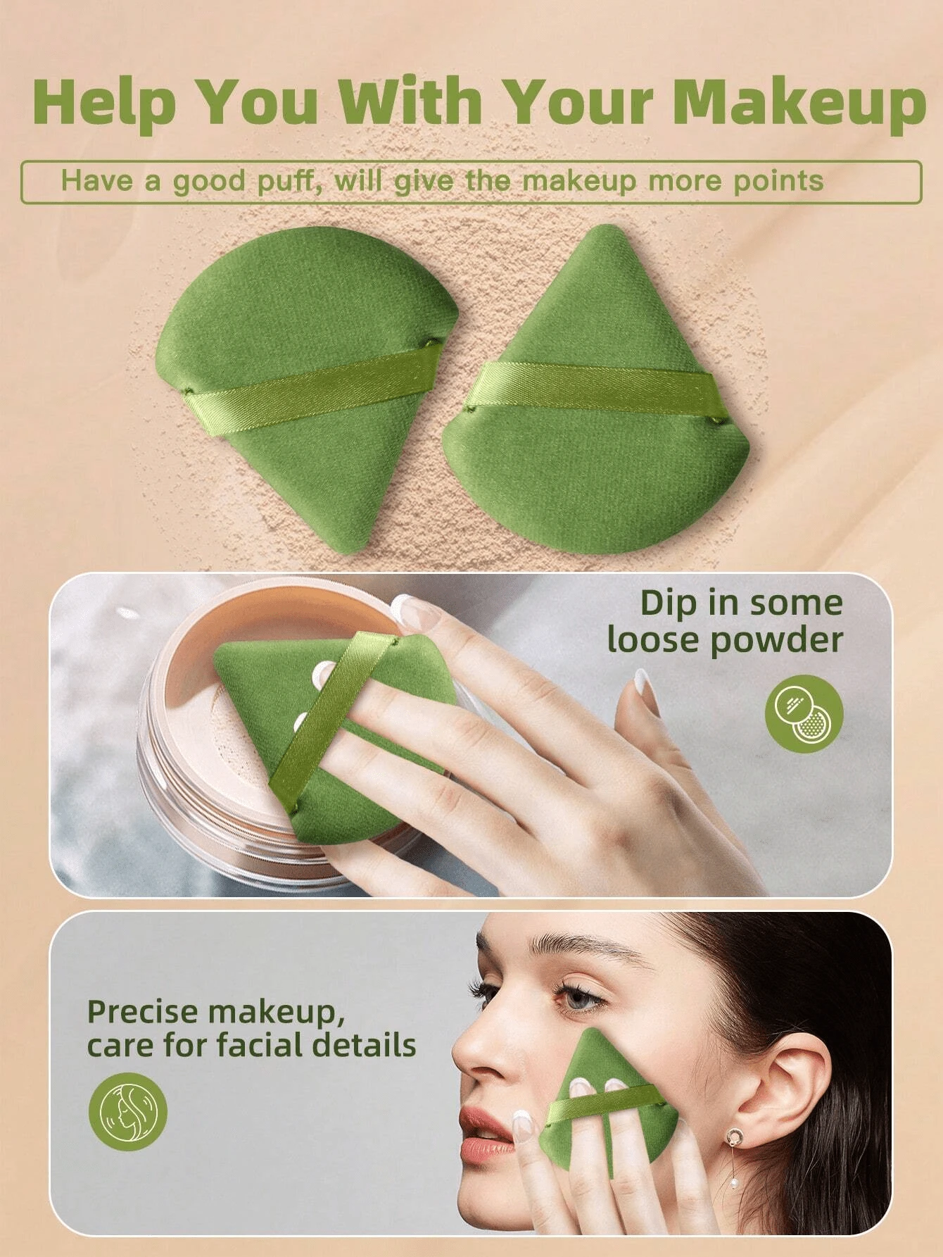 3/20pcs Makeup Sponges, Triangle Makeup Puff, Soft Velvet Texture ...