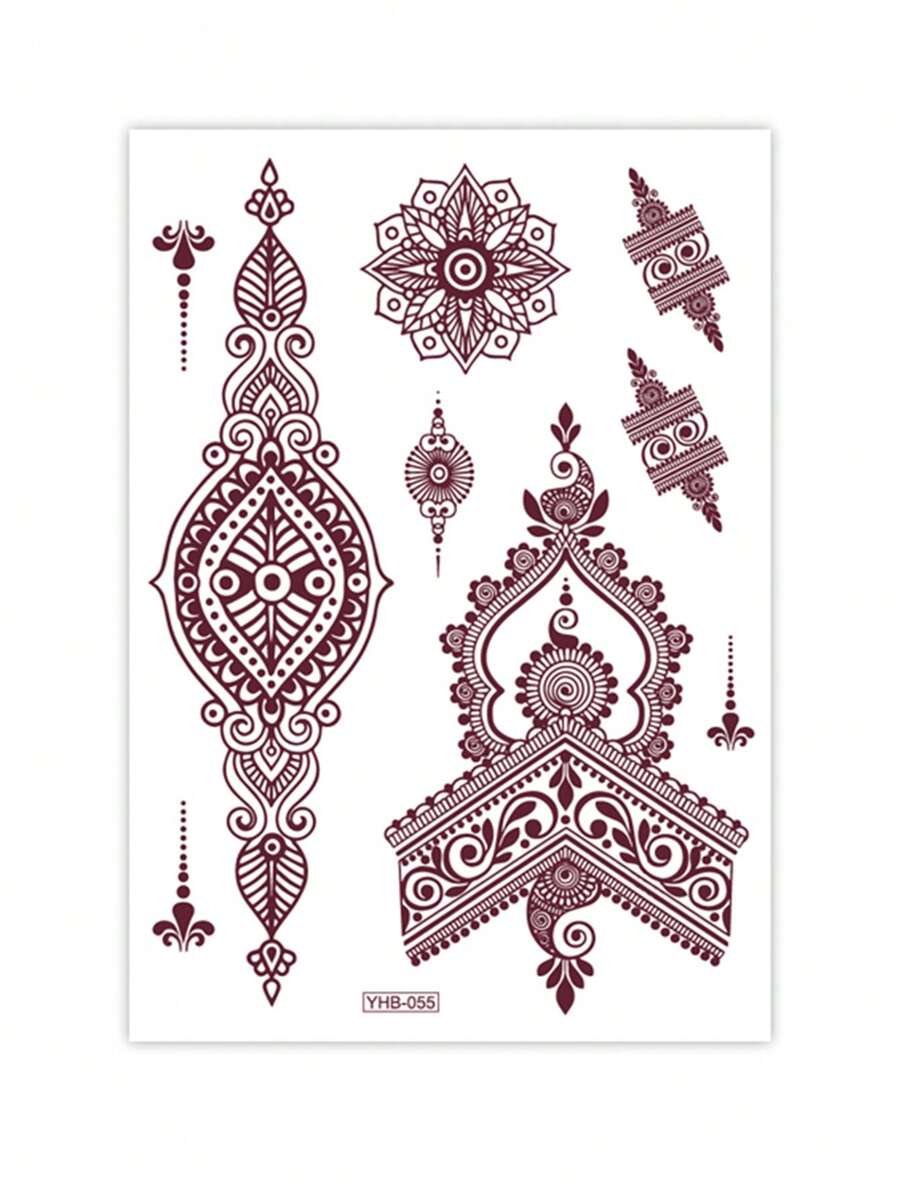 1pc Sexy Henna Style Lace Ribbon Temporary Tattoo Sticker, Water ...