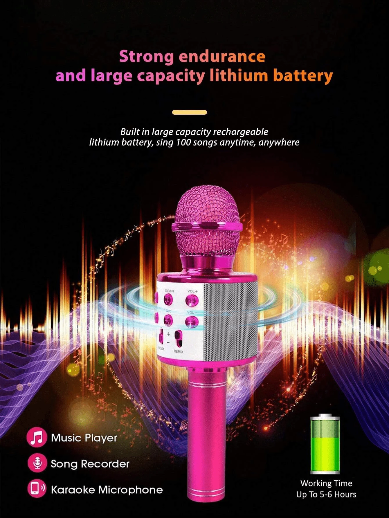 Portable Karaoke Microphone Suitable For Aldalt Singing, With A Variety ...