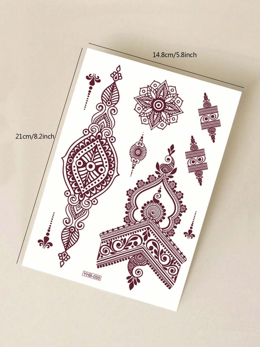 1pc Sexy Henna Style Lace Ribbon Temporary Tattoo Sticker, Water ...