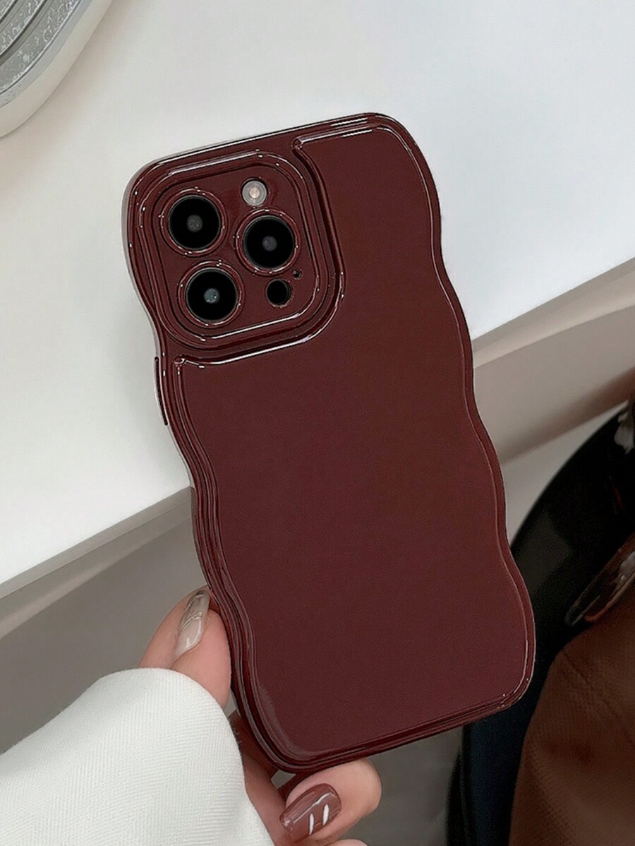 1pc Clear Anti-Drop Wavy Edge Solid Color Phone Case Compatible With ...