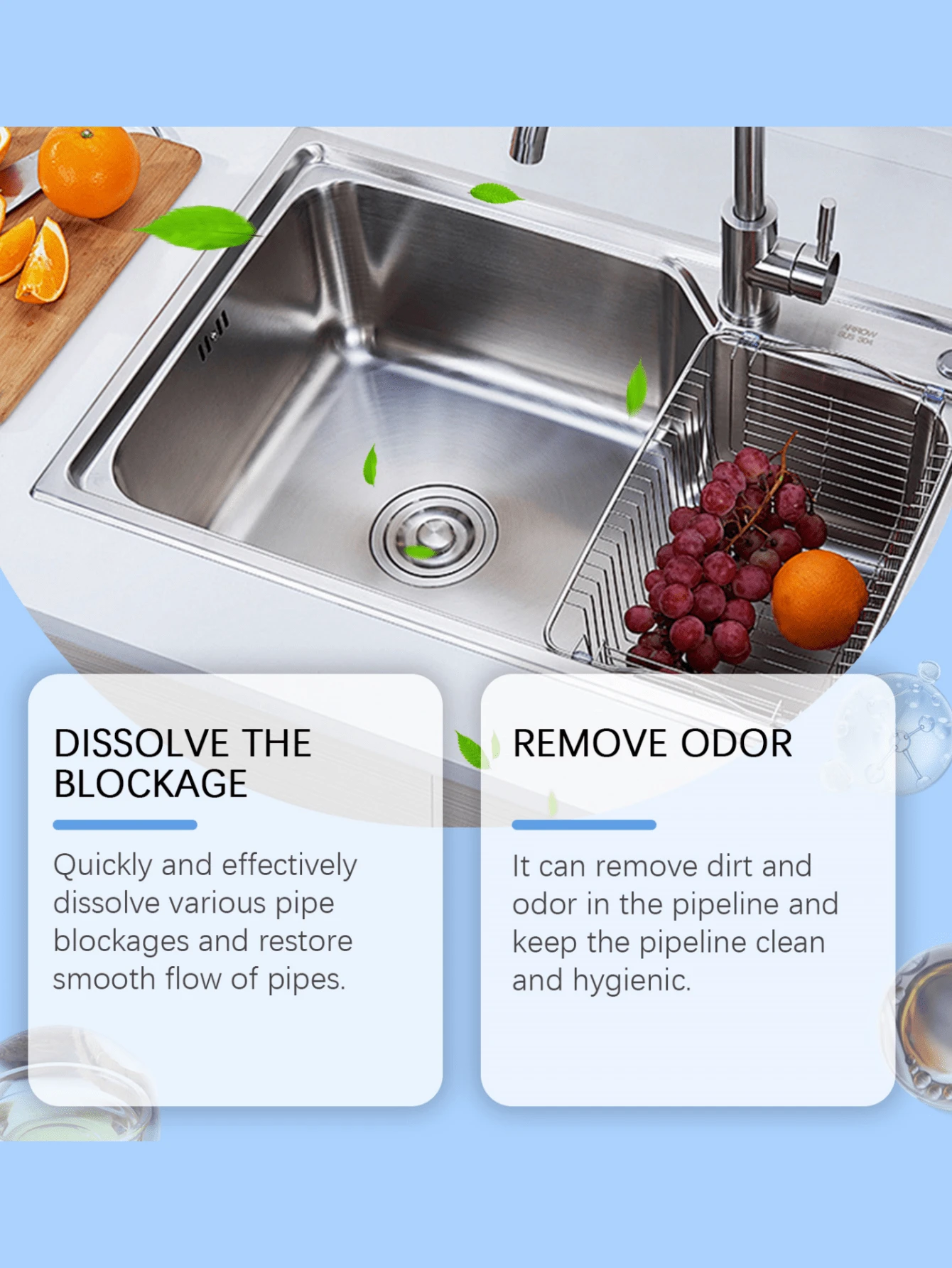 Drain Pipe Cleaning Powder - Cleans Kitchen & Bathroom Sink Pipes ...