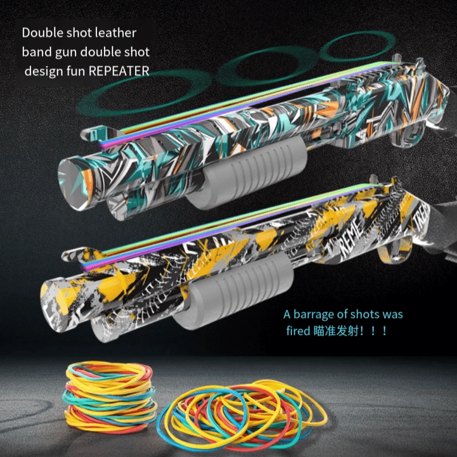 Kids Rubber Band Rapid Firing Gun Toy, Children Soft Bullet Repeatable ...