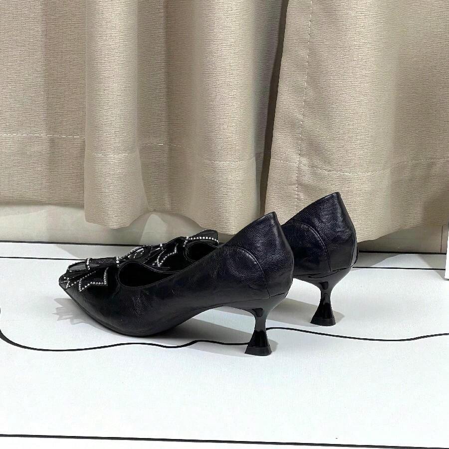 Escarpins pointus à talon bas souple avec talon bloc épais, style ...