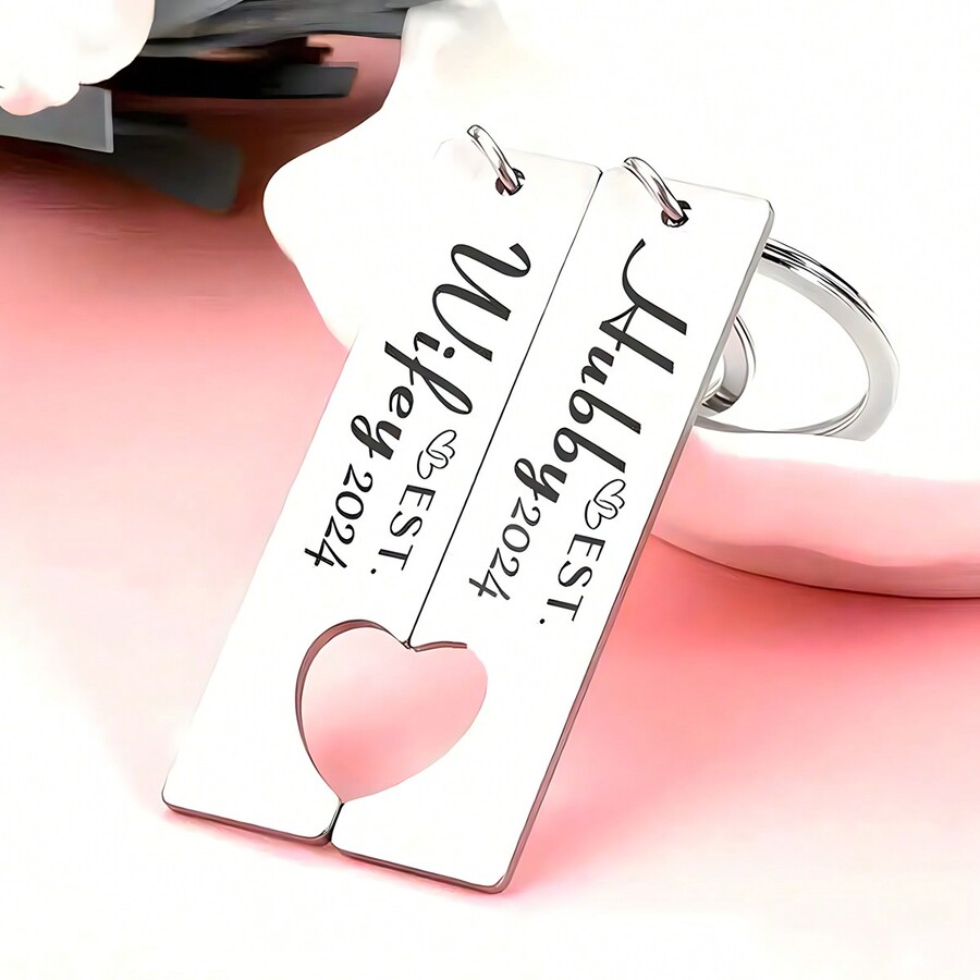 HUBBY & WIFEY 2024 - Stainless Steel Keychain Set For Newlyweds ...