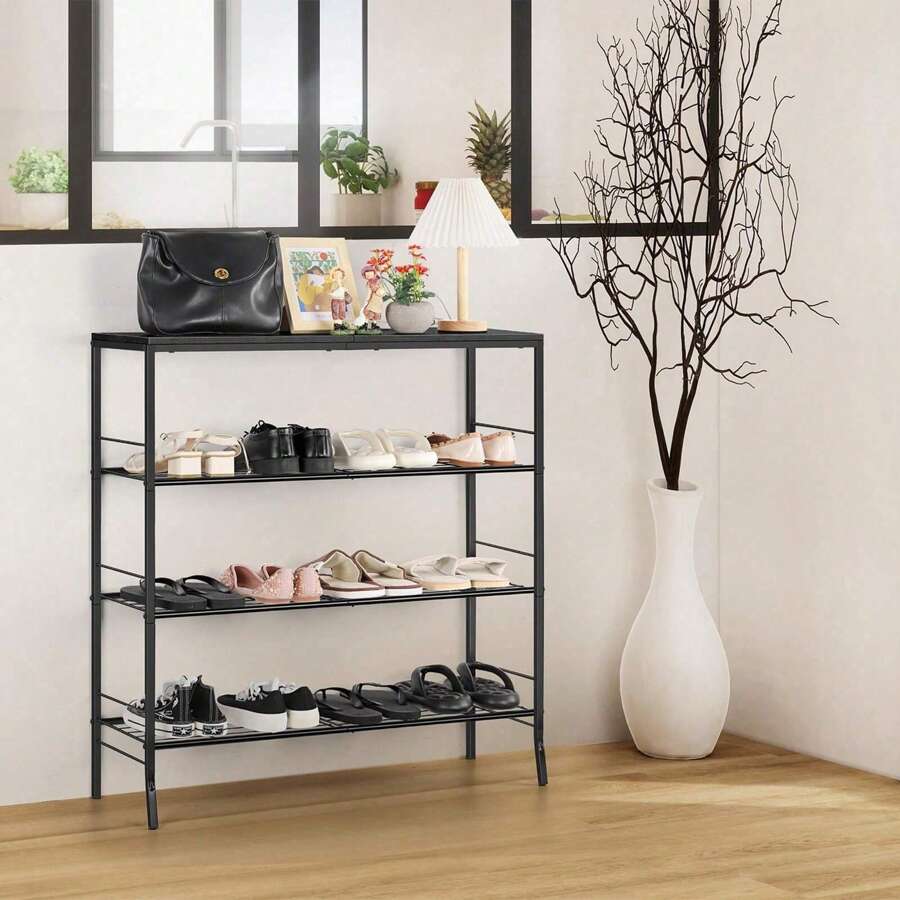Shoe Rack Organizer 4 Tiers For Closet Entry Freestanding Metal Storage ...
