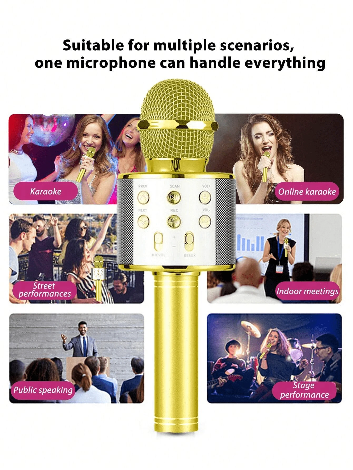 Portable Karaoke Microphone Suitable For Aldalt Singing, With A Variety ...
