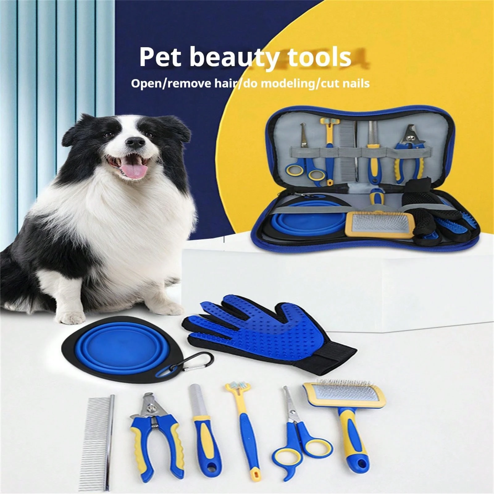 8-In-1 Pet Grooming Kit, Daily Care Brush, Comb, Nail Clipper, File ...