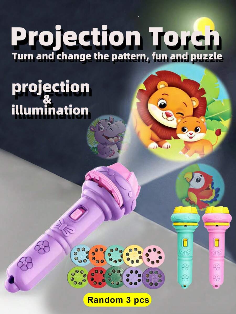 1pc Children's Fun Projection Flashlight Early Education Star Projector ...
