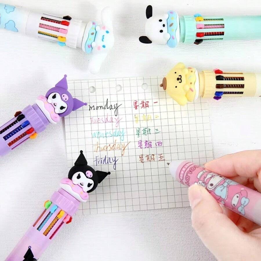 1 Cartoon Ball Pen 10 Color 0.7 School Student Stationery Painting ...