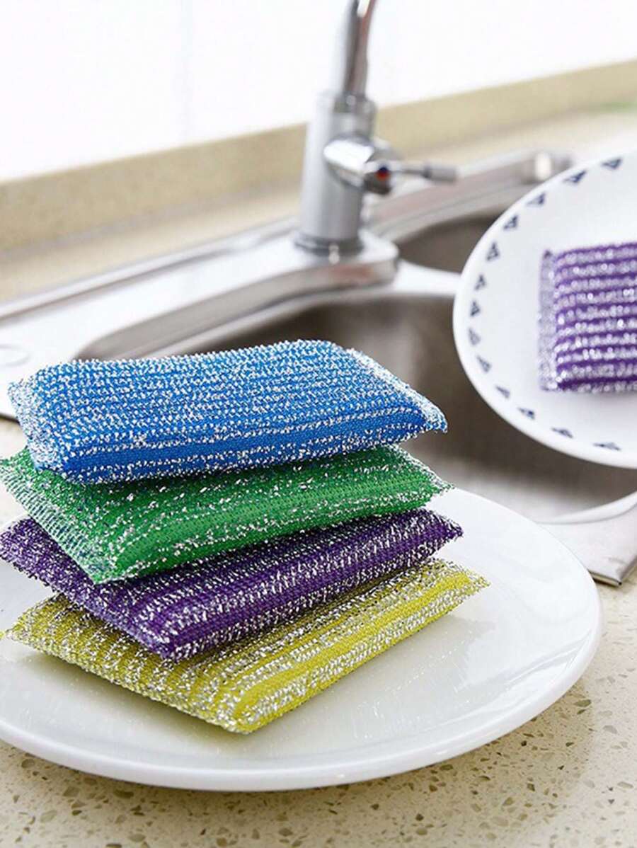 4 Pcs Sponge Eraser Magic Eraser Kitchen Dishwashing Sponge Steel Wire ...