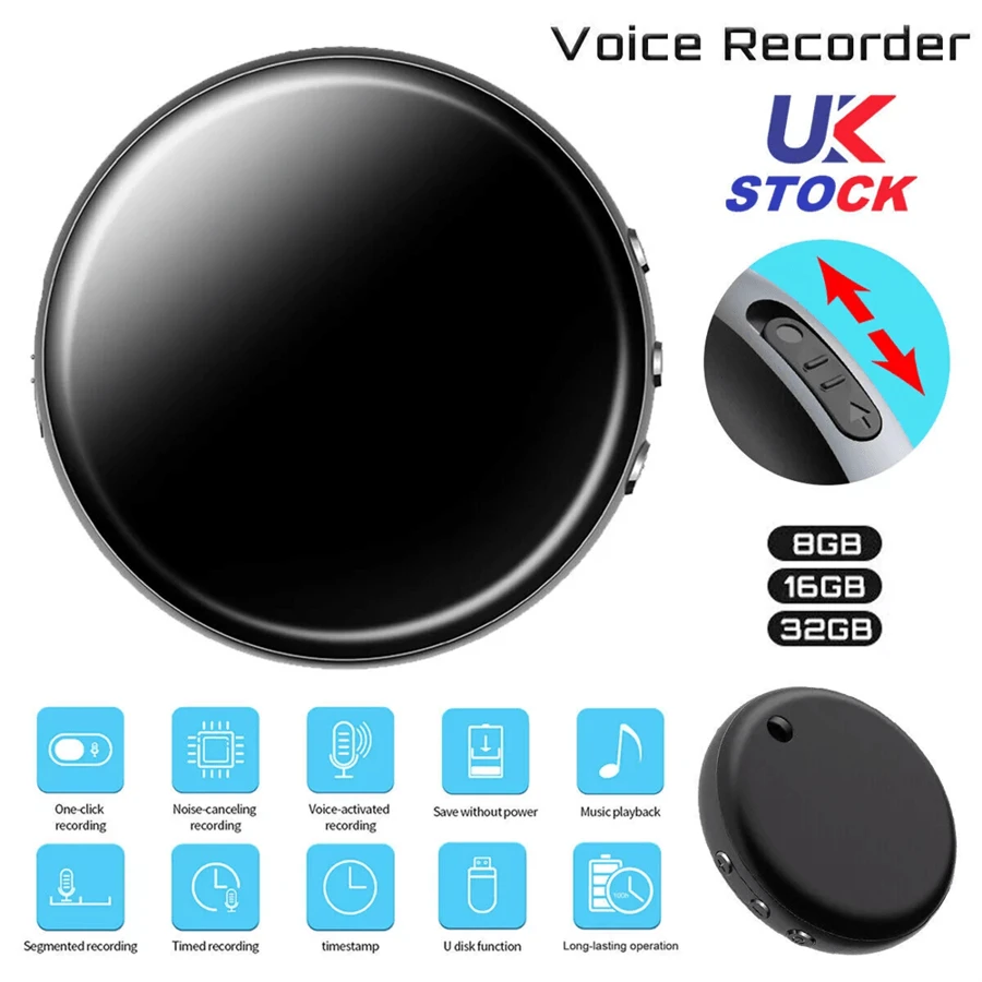 100 Hrs Mini Spy Voice Activated Recorder Digital Audio Magnetic 32GB ...