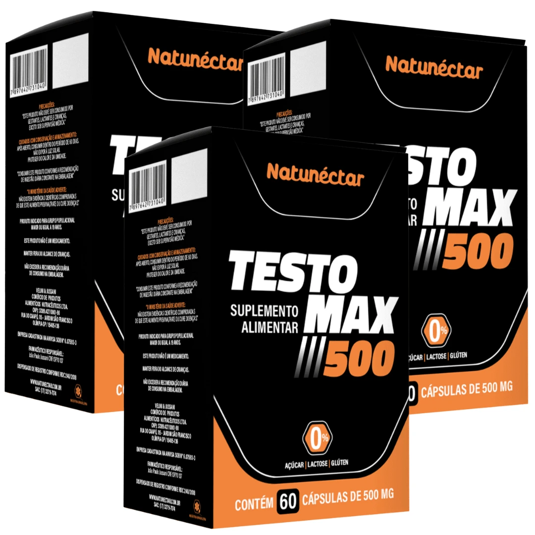 Natunectar KIT 3 TestoMax 60 Capsules 500mg-Helps Increase Libido ...