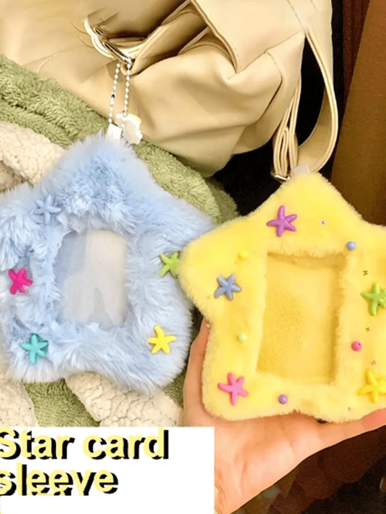 Kawaii Fluffy Star Shape Photo Card Holder Soft Material Perfect For ...