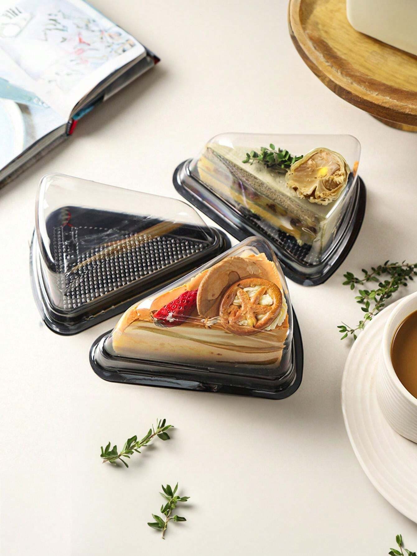 15-Piece, Transparent Gold Black PP Cake Slicing Container, Perfect For ...