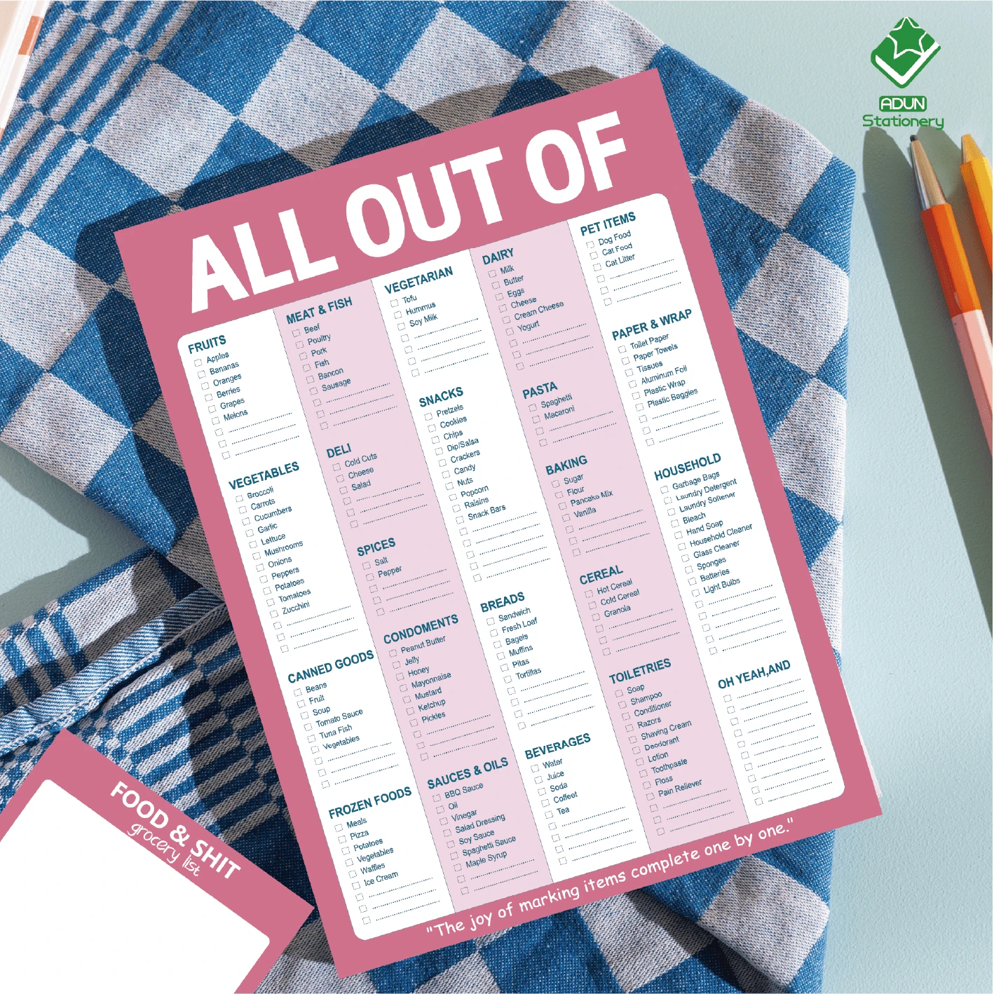 2 Pcs All Out Of Grocery List Magnet Pad For Fridge, Shopping List ...