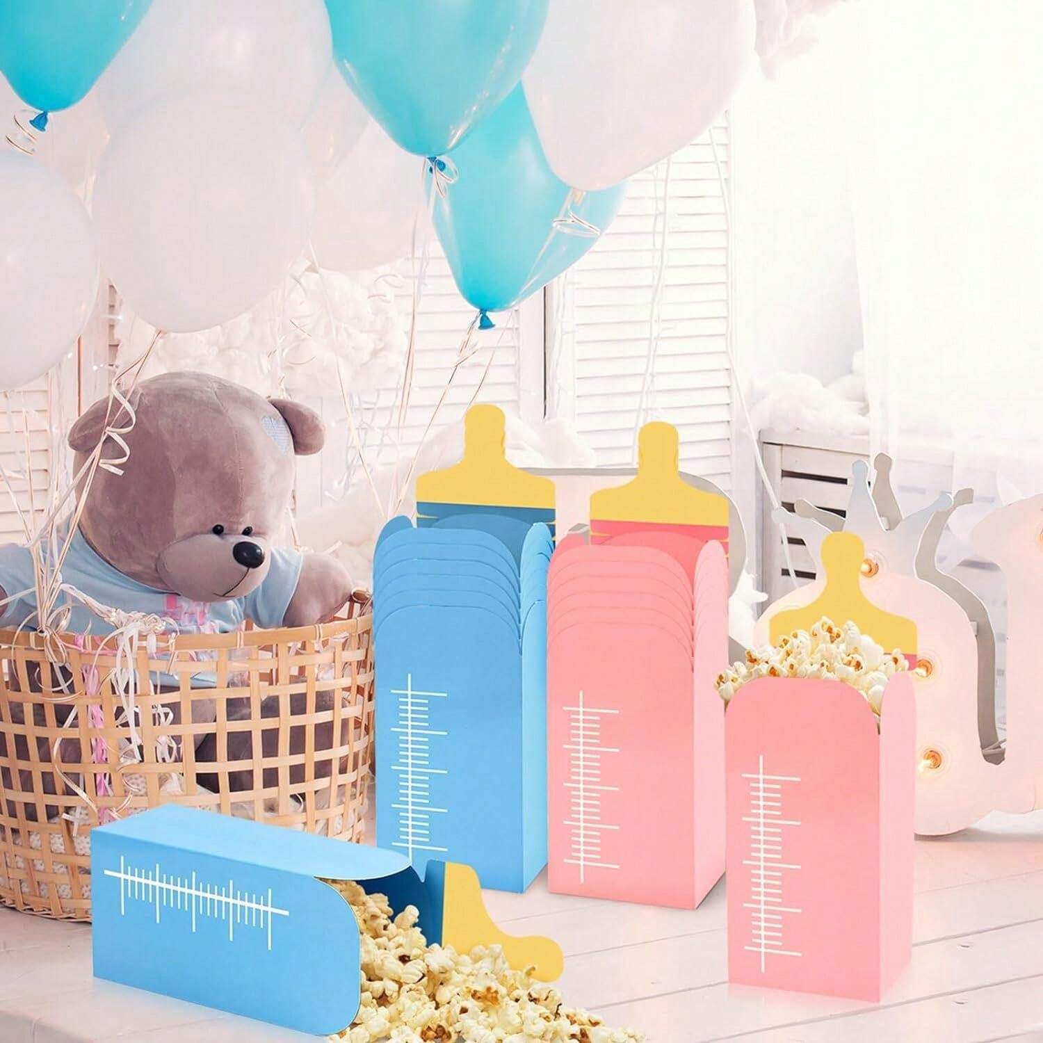 10pcs Pink & Blue Pacifier Candy Box, Popcorn Box For Baby Shower ...