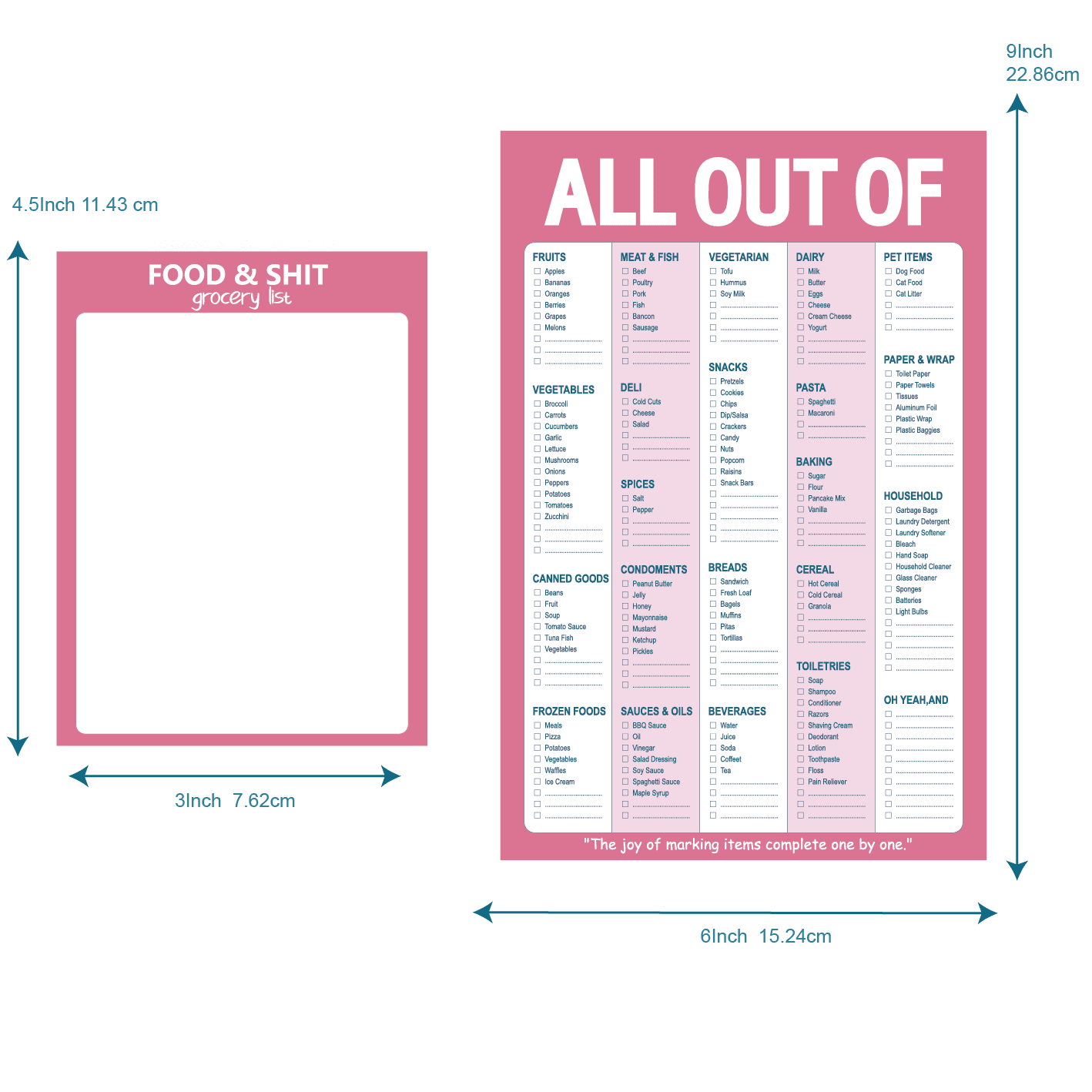2 pièces Bloc-notes magnétique de liste d'épicerie tout épuisé pour le ...