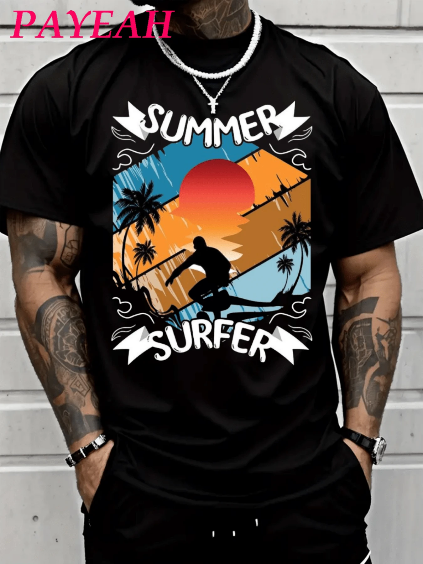 PAYEAH Vintage Surf Surfer Surfer Board Wave Vintage Surf T-Shirt ...