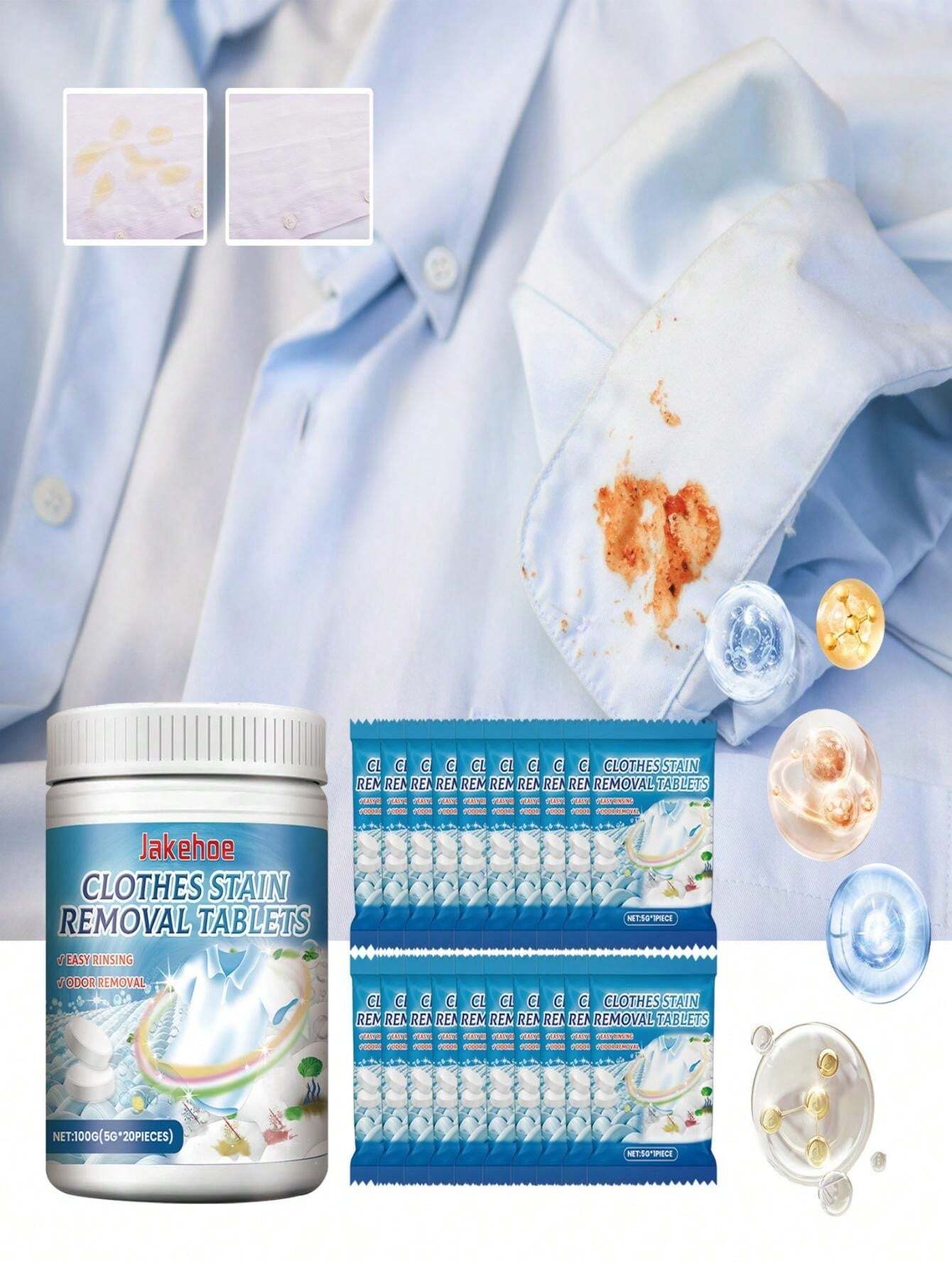 Stain Remover Effervescent Tablets, Deep Cleaning Stubborn Stains On Clothes, Gentle Cleansing ...